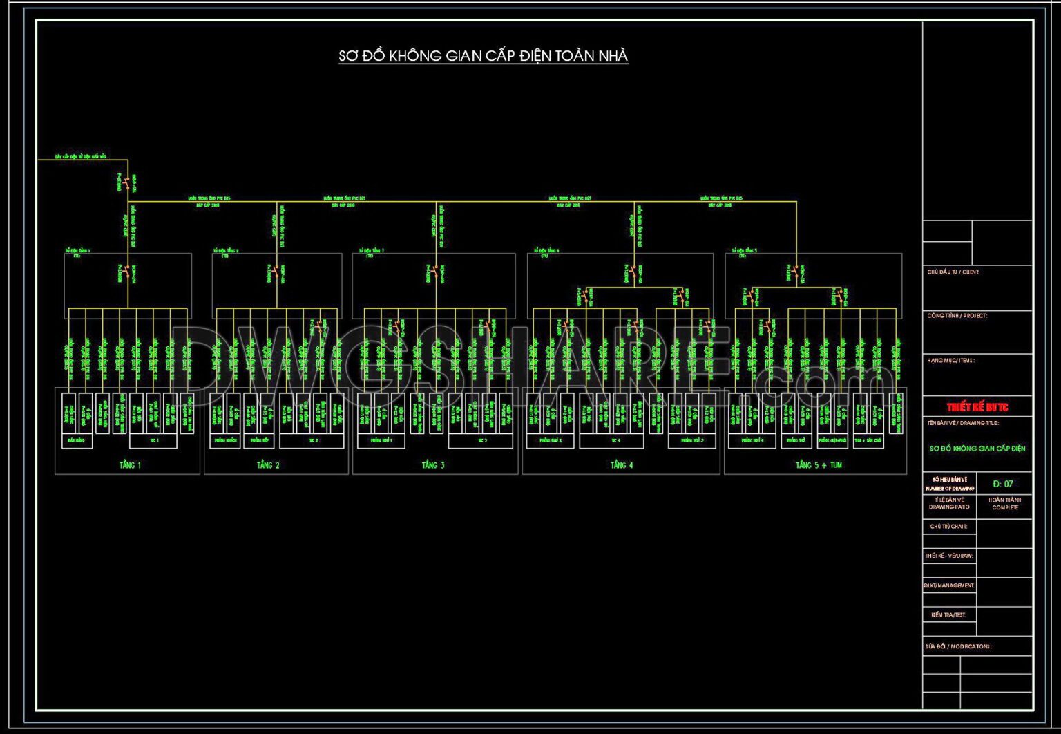112. CAD drawings for detailed electrical designs for a 5-story townhouse