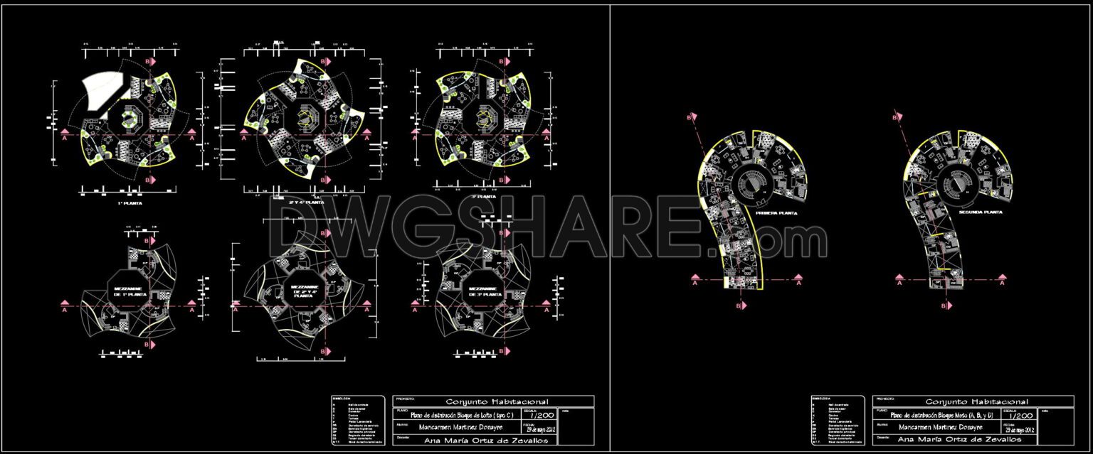 130. Download for free the CAD drawing of the general plan of a housing ...