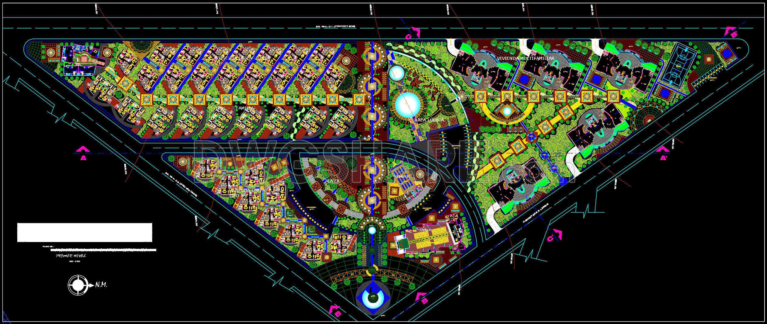 131. CAD drawings of the general planimetry for residential housing, in ...