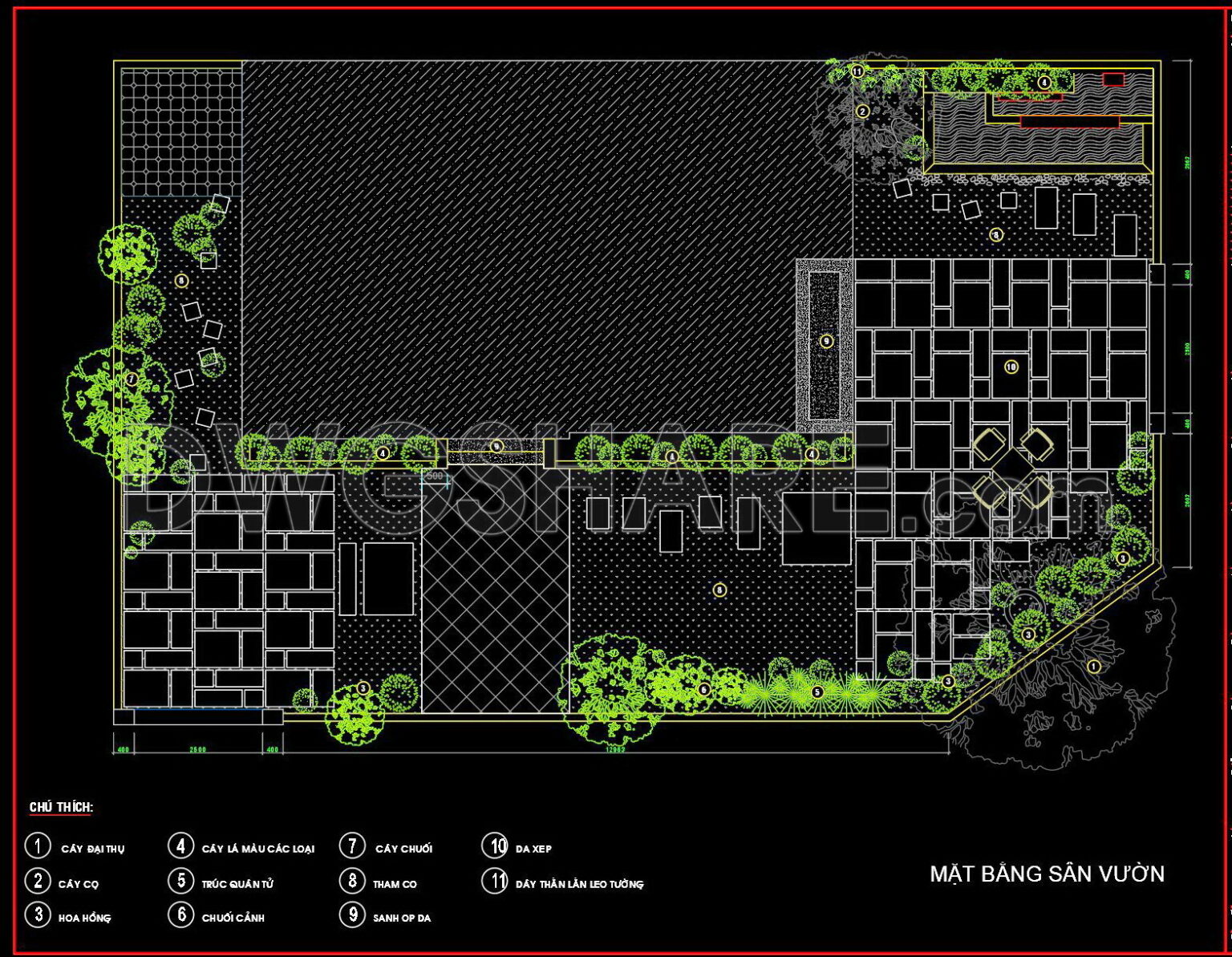 132. CAD Drawings of Landscape Design Plans for Villa Garden