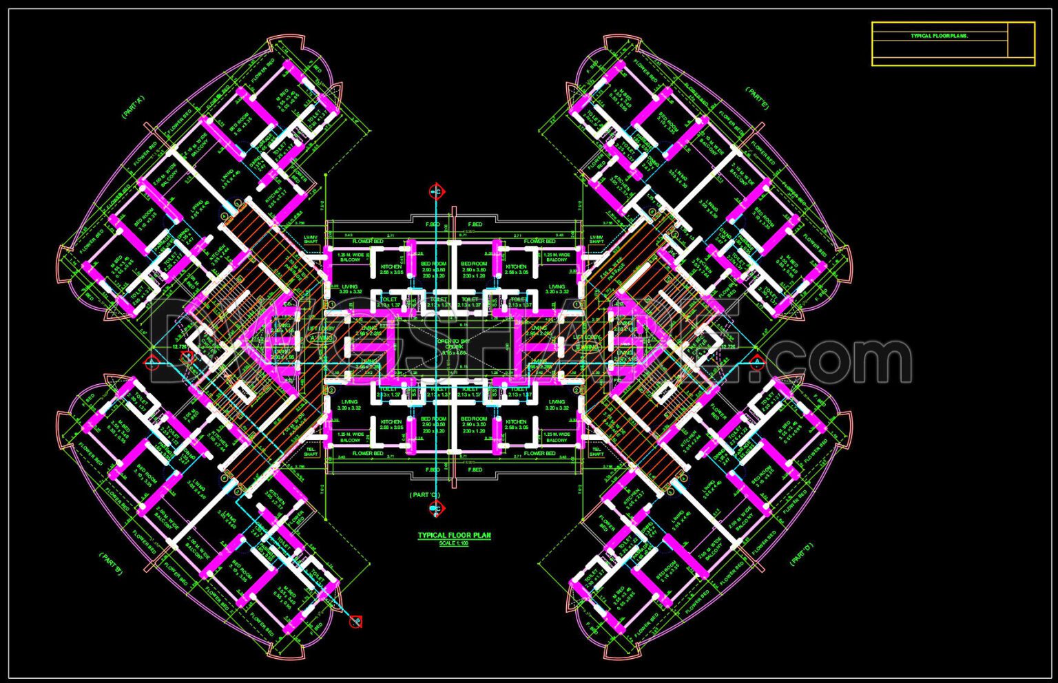 17. CAD drawings of a high-rise residential apartment project with a ...