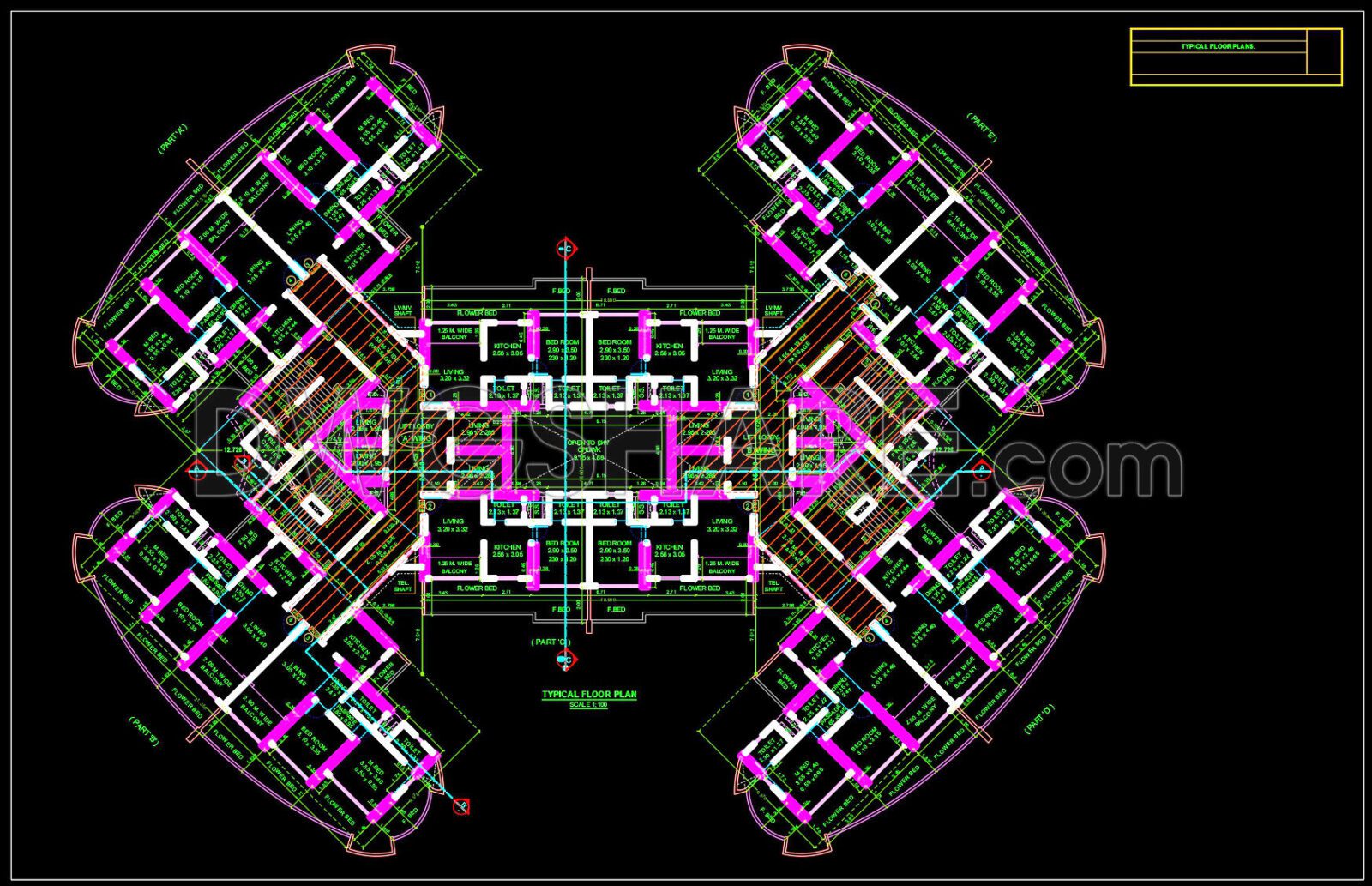 17. CAD drawings of a high-rise residential apartment project with a ...