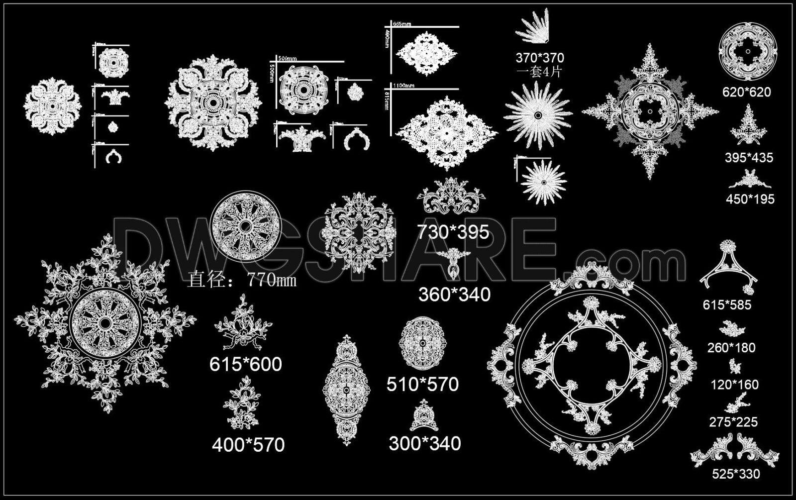 185. Free Download of Decorative Pattern Design CAD Blocks