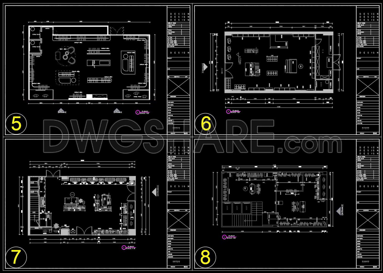 27. Cad drawings of 18 clothing store floor plan designs for download
