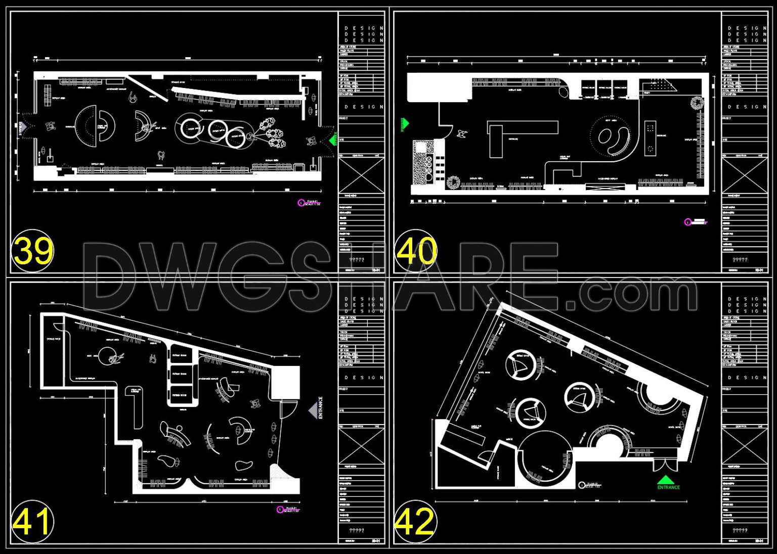 28. Cad drawings of 18 clothing store floor plan designs for download