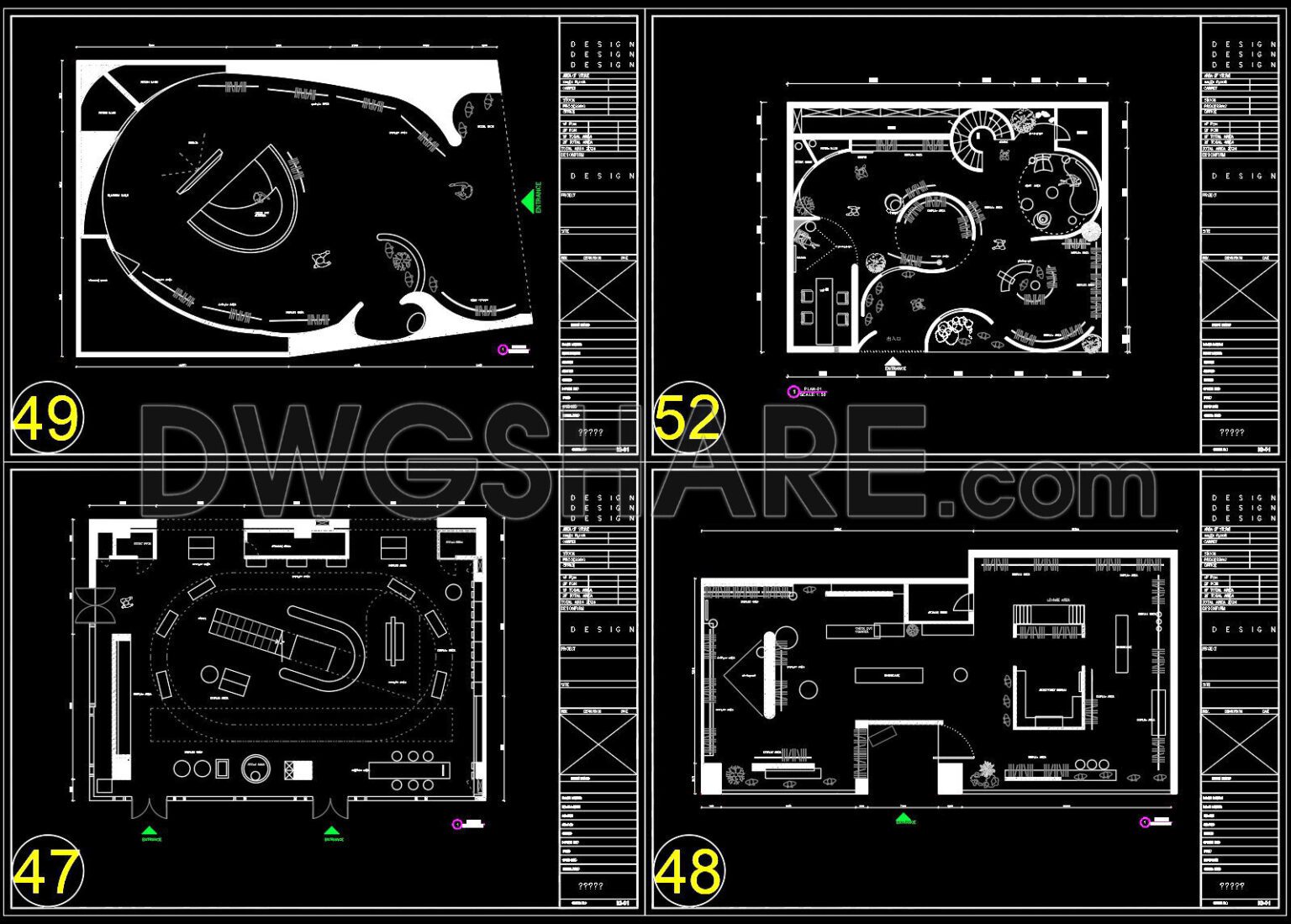 28. Cad drawings of 18 clothing store floor plan designs for download