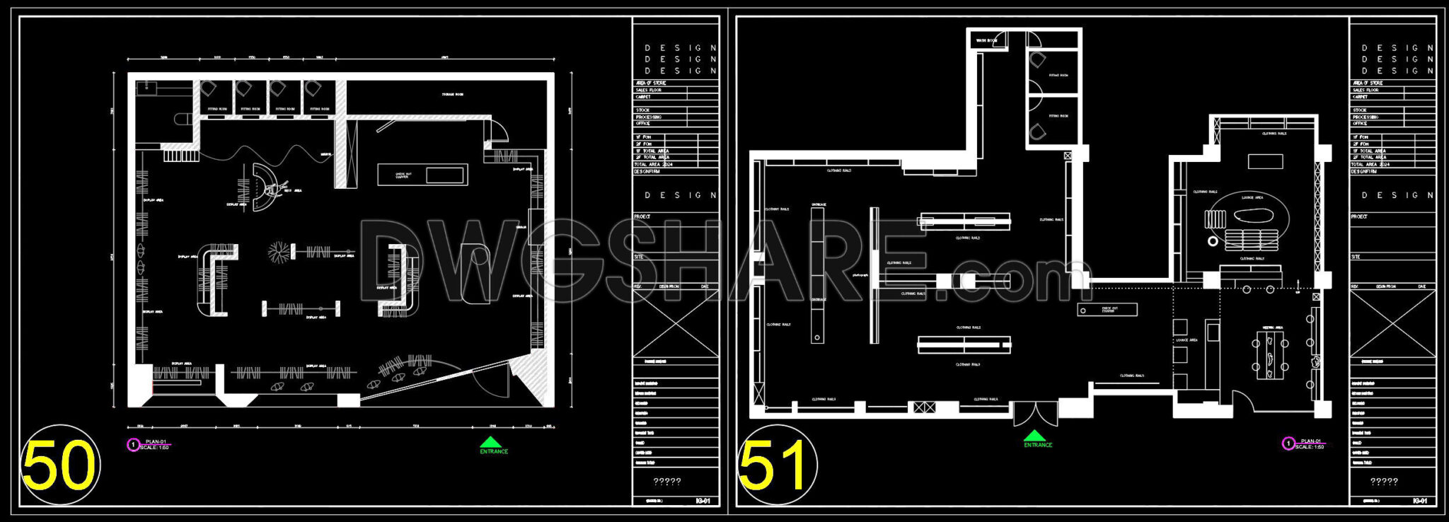 28. Cad drawings of 18 clothing store floor plan designs for download