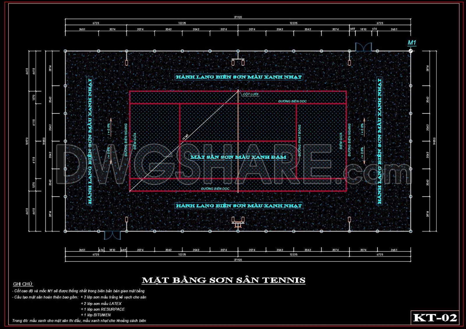 36. Download detailed CAD drawings for tennis court construction design
