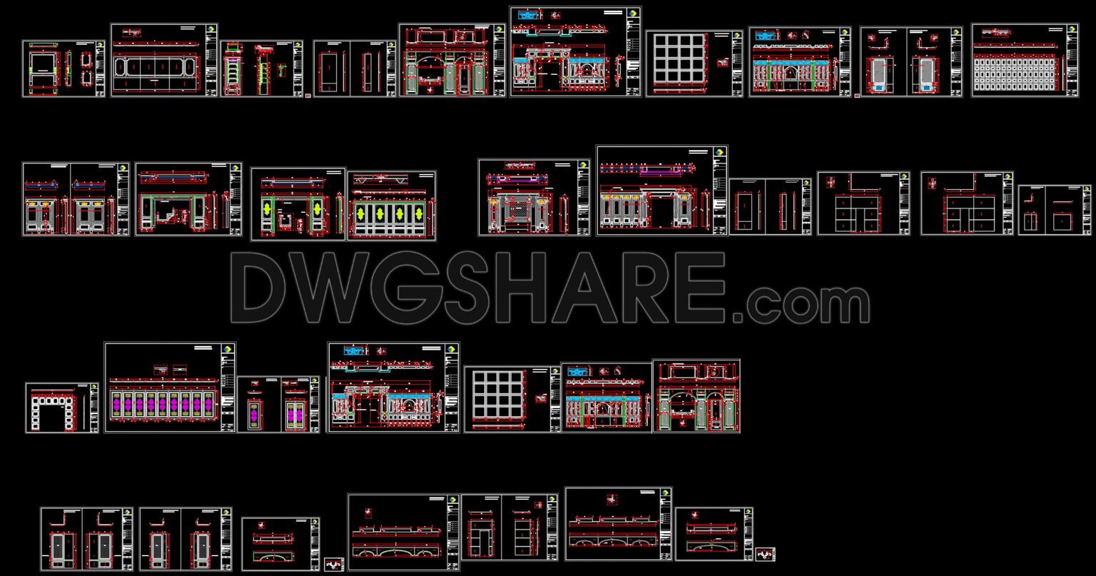 372. Download detailed CAD drawings of solid wood wall cladding for villas