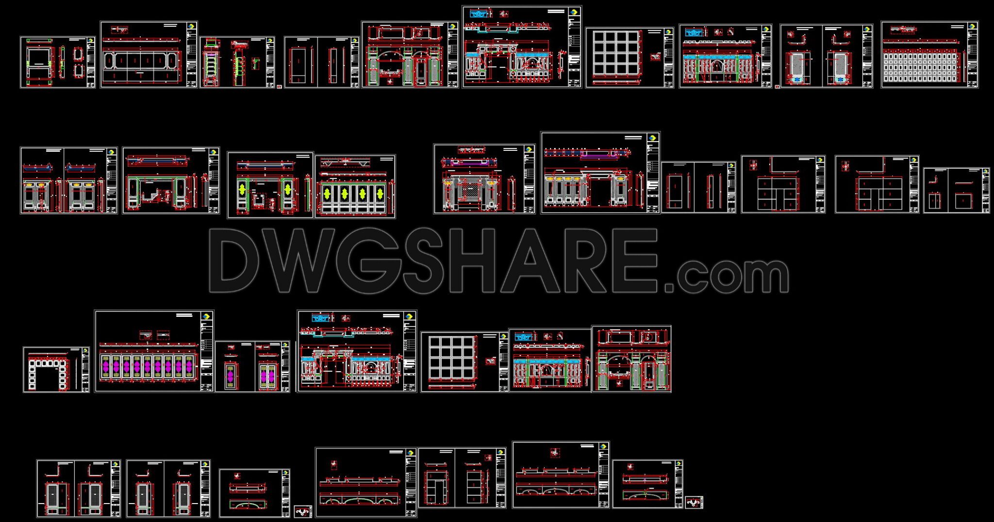 372. Download detailed CAD drawings of solid wood wall cladding for villas