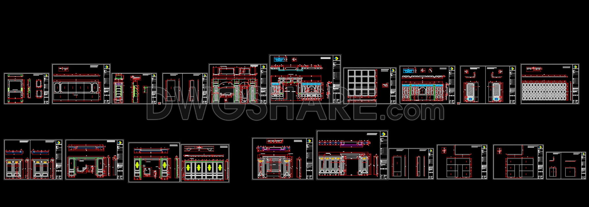 372. Download detailed CAD drawings of solid wood wall cladding for villas