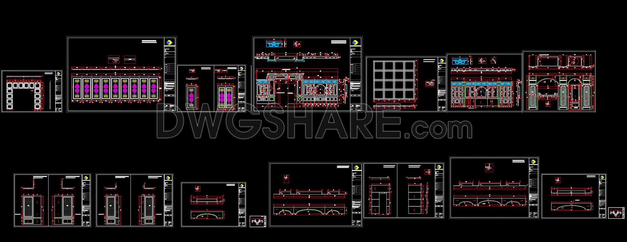 372. Download detailed CAD drawings of solid wood wall cladding for villas