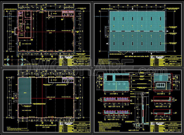 52. Download CAD construction technical drawings for a factory with a ...