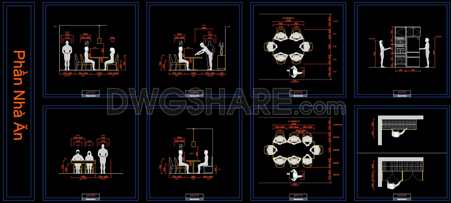 57. Download CAD Dynamic Blocks Library for Dining Rooms