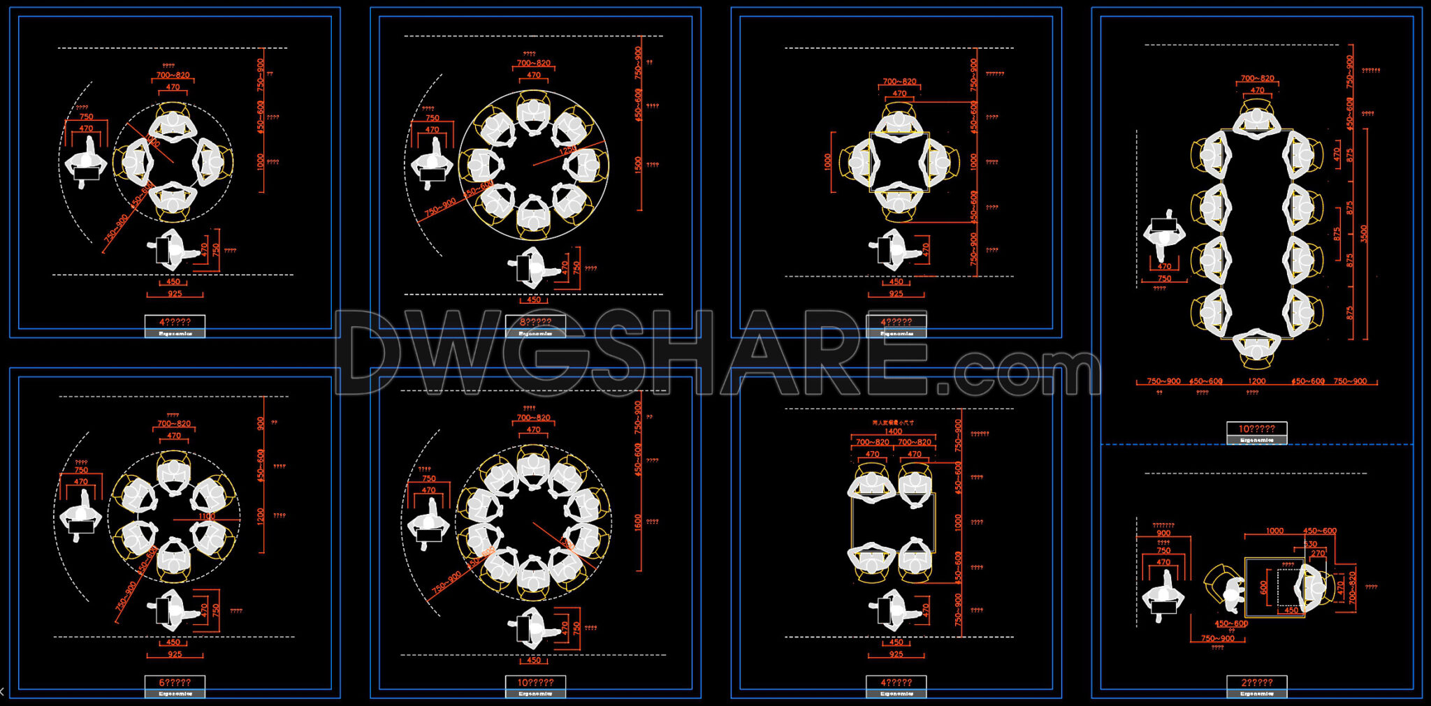 57. Download CAD Dynamic Blocks Library for Dining Rooms