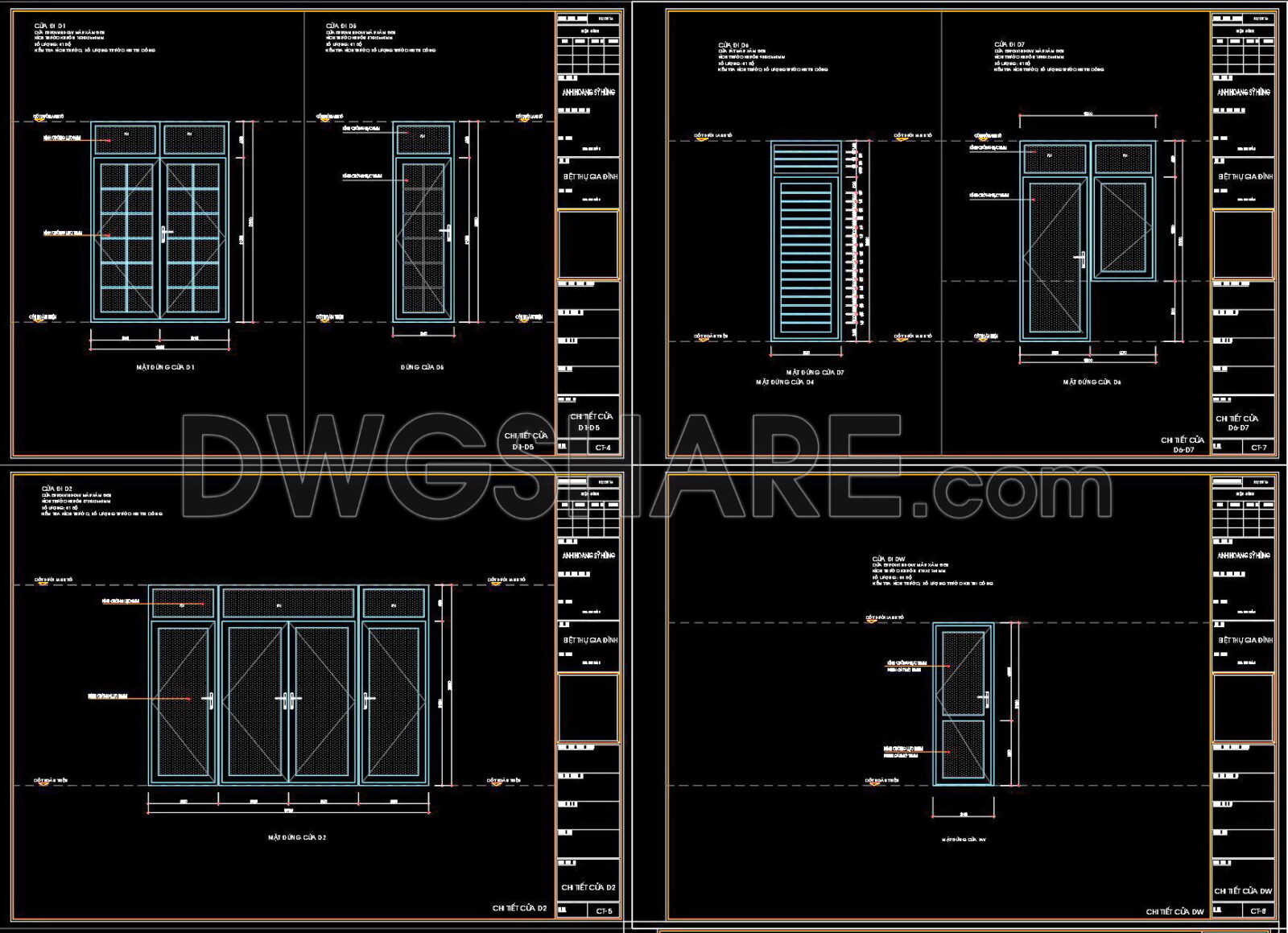 623. Detailed CAD Drawings Of Doors, Windows For Download