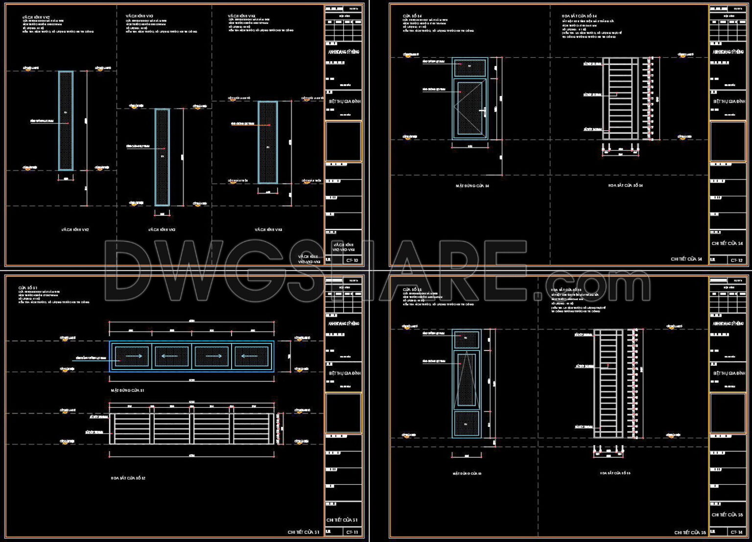 623. Detailed CAD Drawings Of Doors, Windows For Download