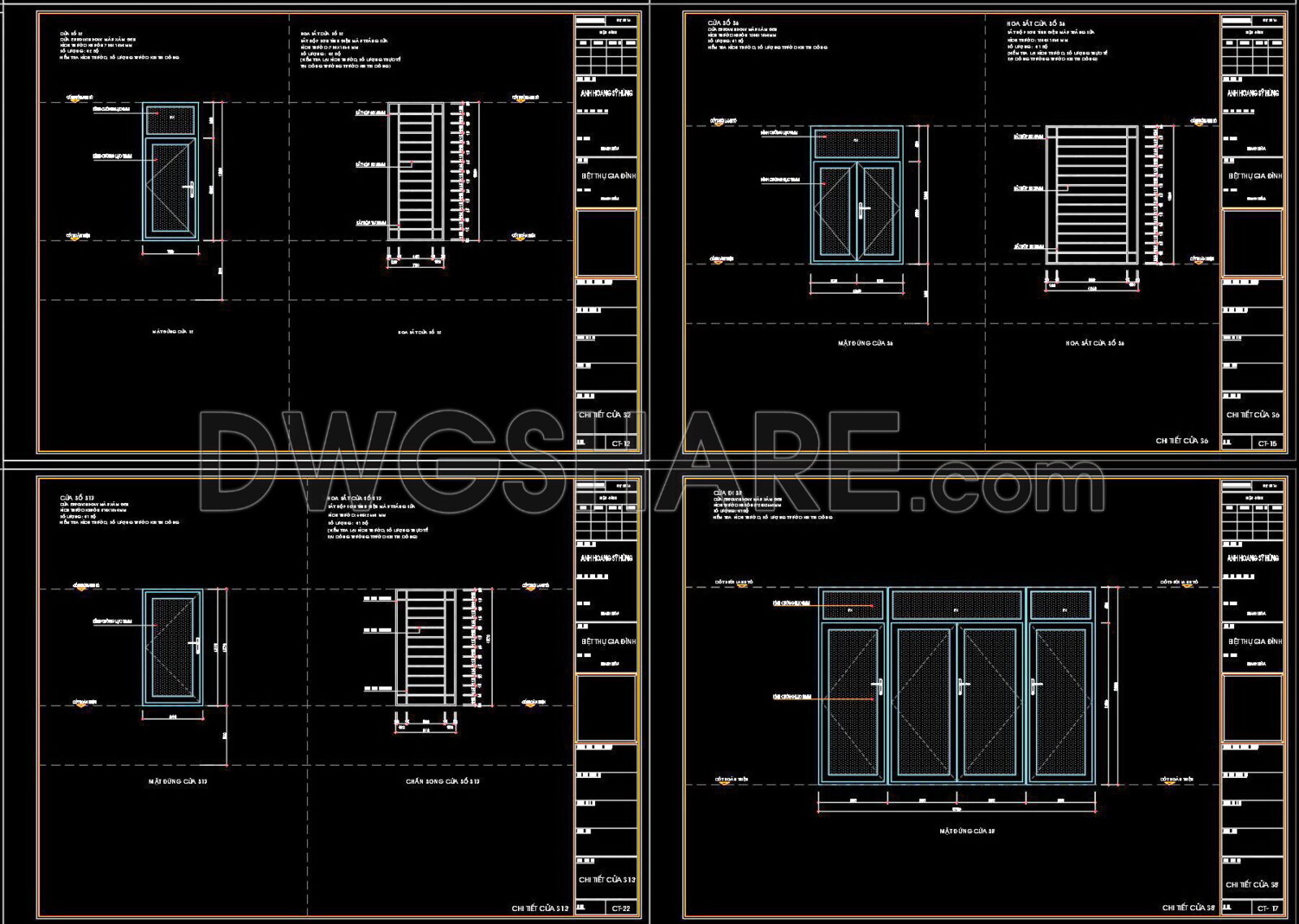 623. Detailed CAD Drawings Of Doors, Windows For Download