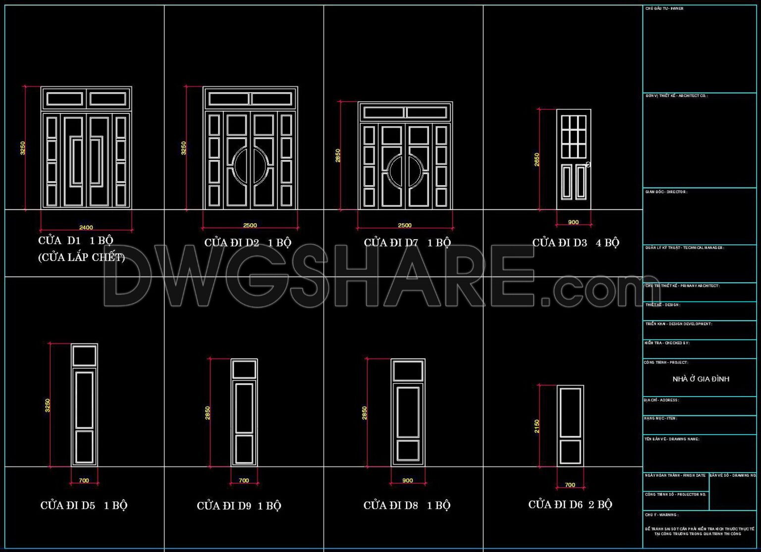 625. Detailed CAD Drawings Of Doors, Windows For Download