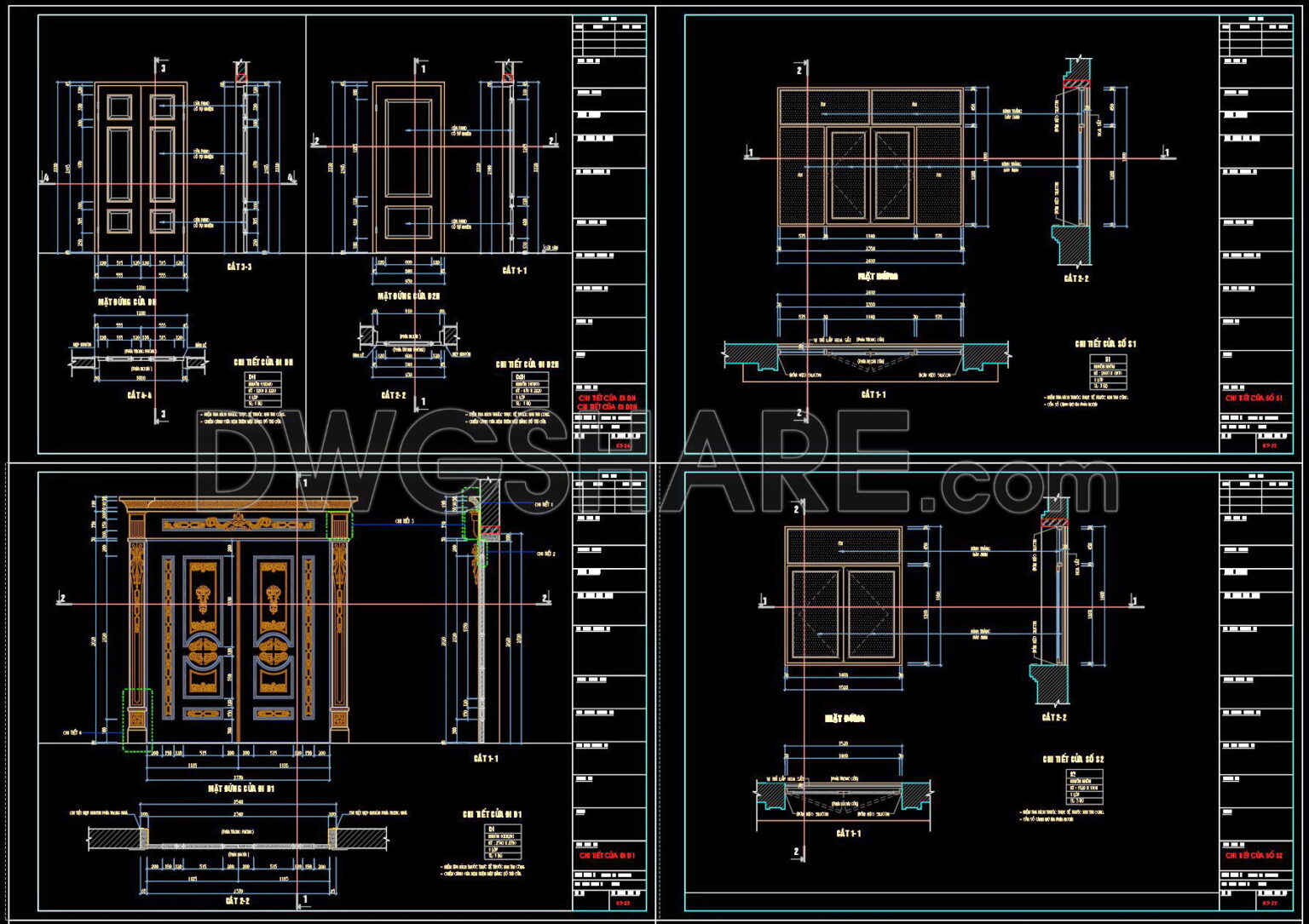 627. Detailed CAD Drawings Of Doors, Windows For Download