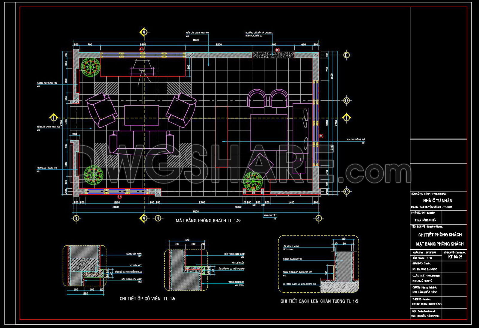 7. Download detailed CAD design drawings of the living room for a townhouse