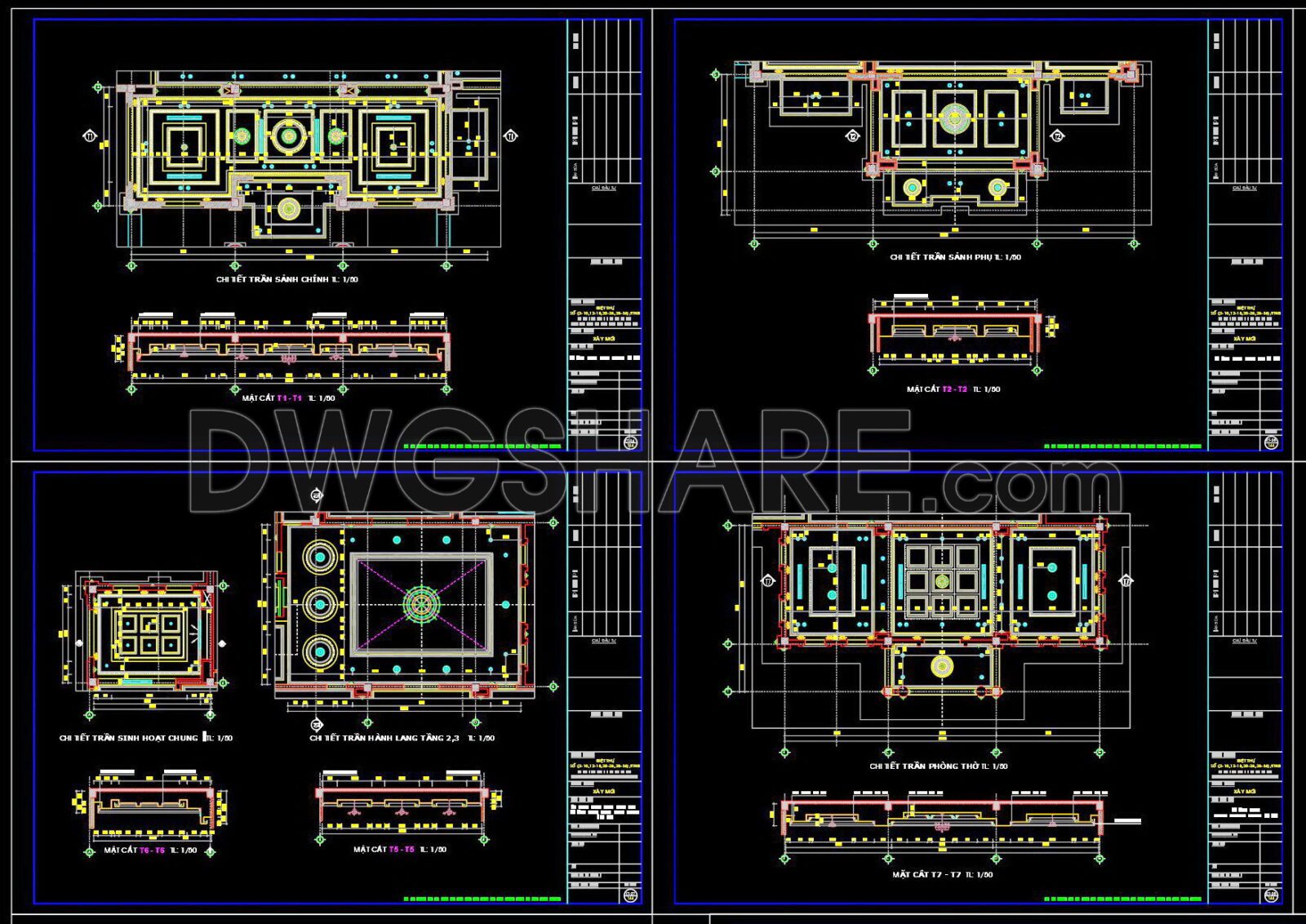 161. Detailed CAD drawings for the ceiling layout design of a 3-story ...