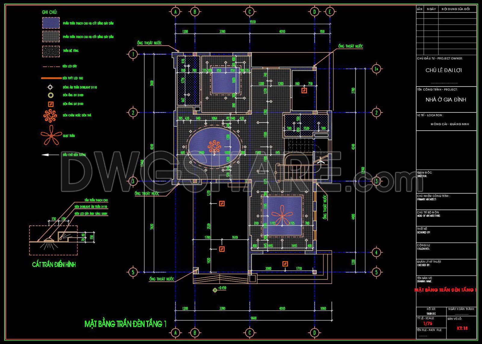 163. Detailed CAD drawings for the ceiling layout design of a 2-story ...