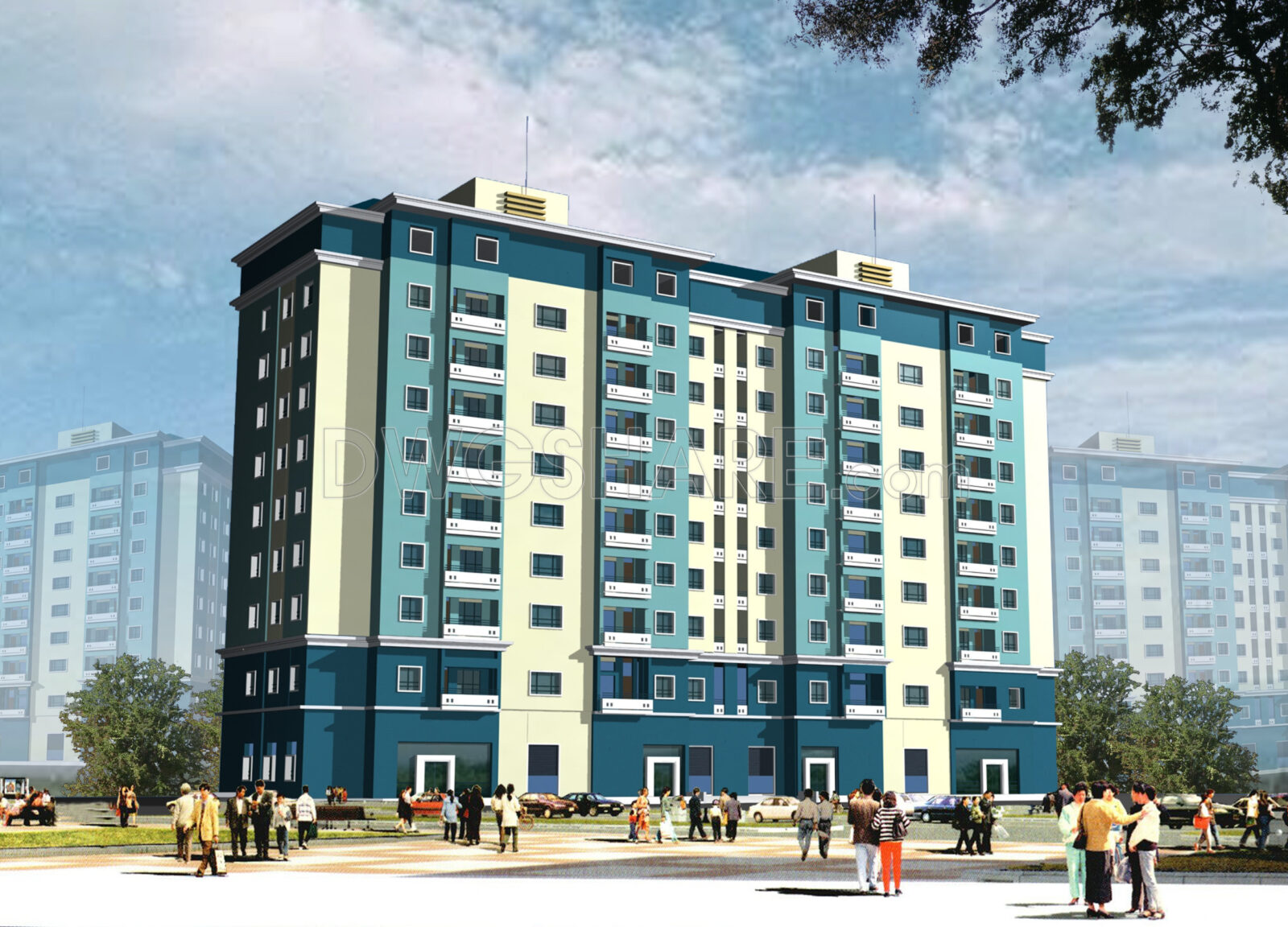 19. CAD drawings of a 10-story high-rise residential building project ...