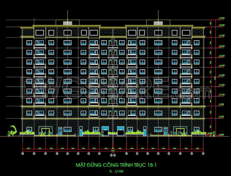 19. CAD drawings of a 10-story high-rise residential building project ...