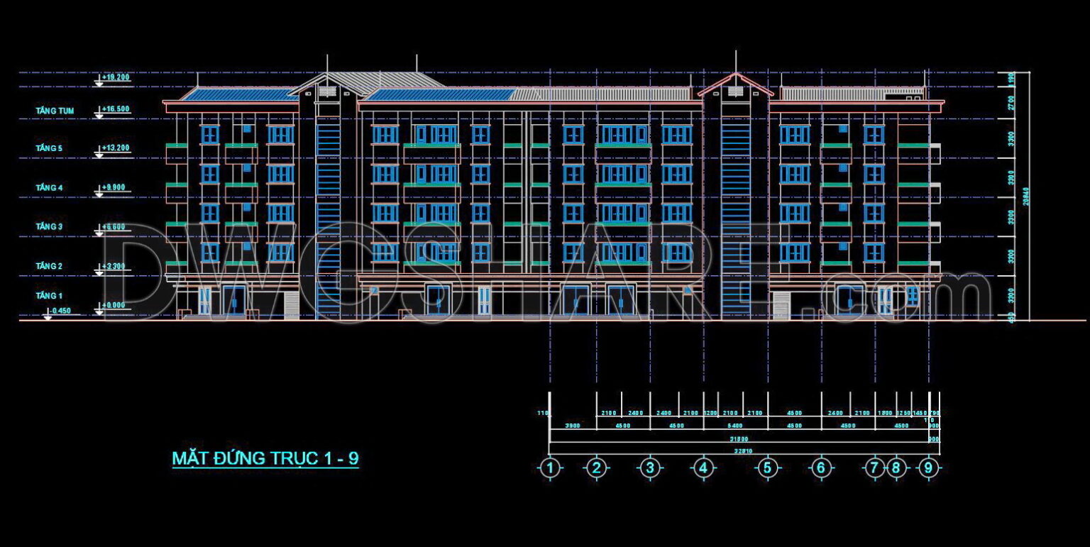20. CAD drawings of a 5-story high-rise residential building project ...