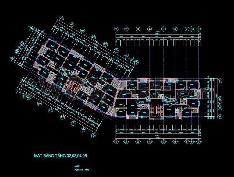 20. CAD drawings of a 5-story high-rise residential building project ...