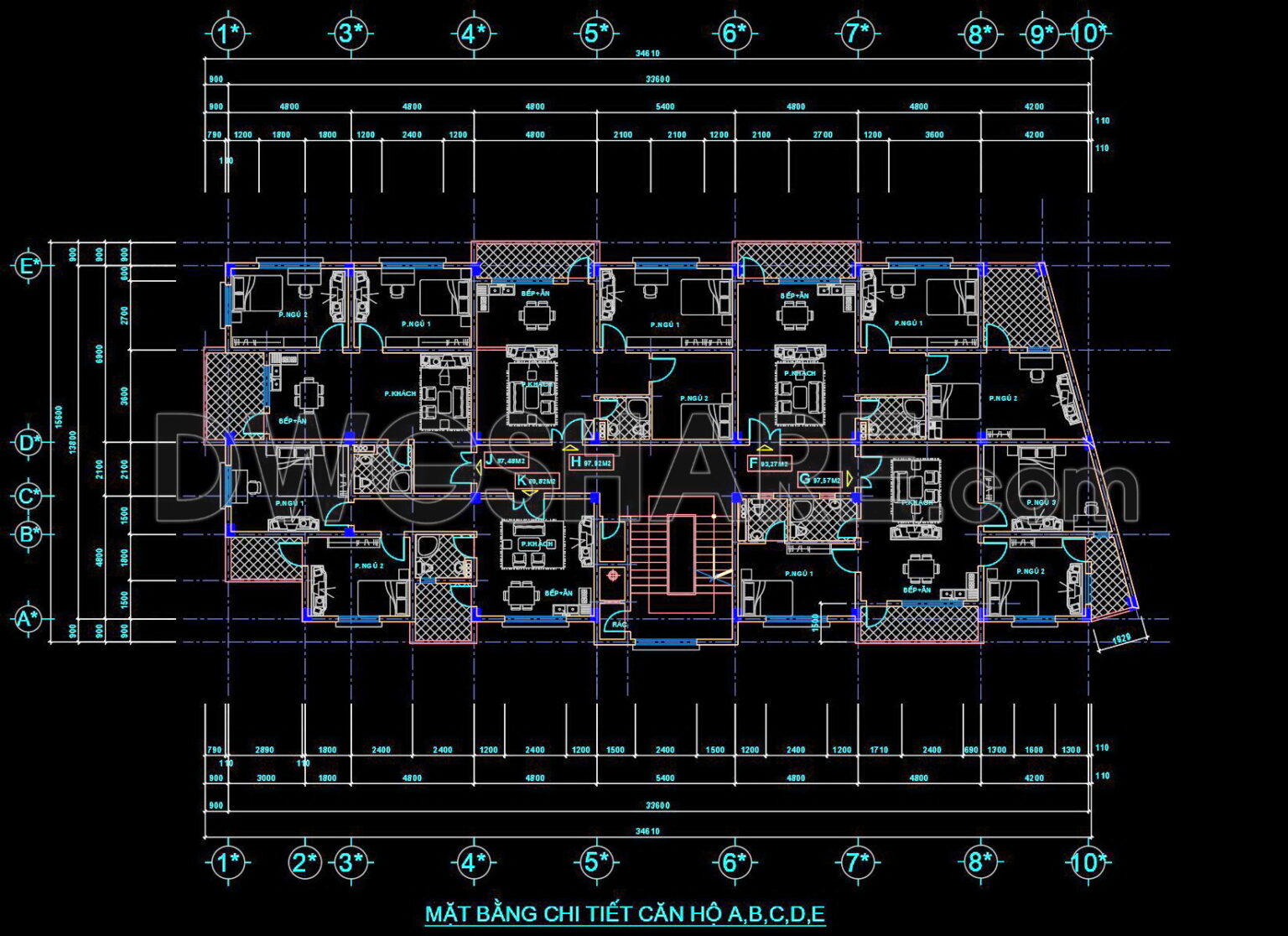 20. CAD drawings of a 5-story high-rise residential building project ...
