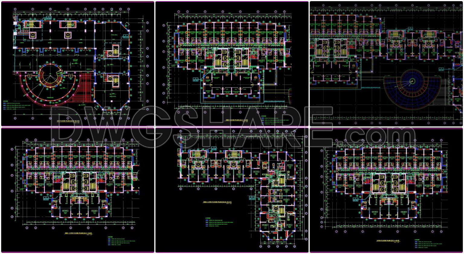 21. Free Download of CAD Floor Plans for a 29-Story Apartment Building