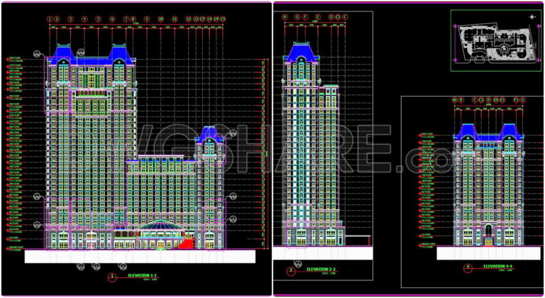 21. Free Download of CAD Floor Plans for a 29-Story Apartment Building