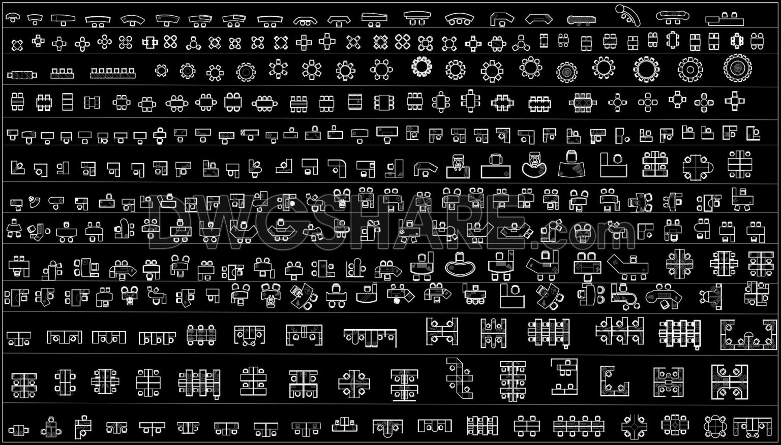23. Office furniture plan view CAD blocks free download