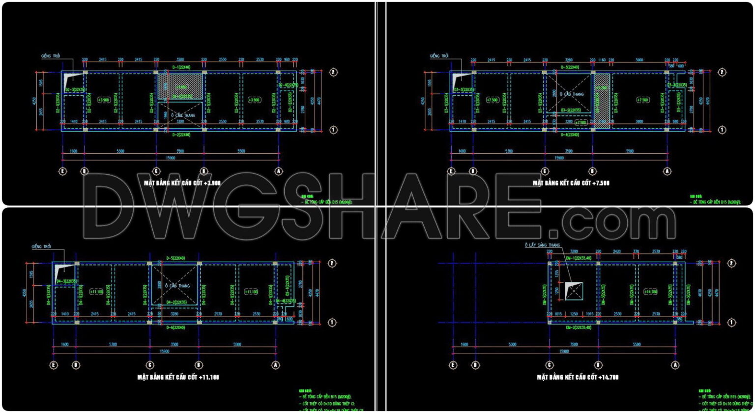 291. Structural Drawings Of 4-Story House A Complete Project 4.4m x 15 ...