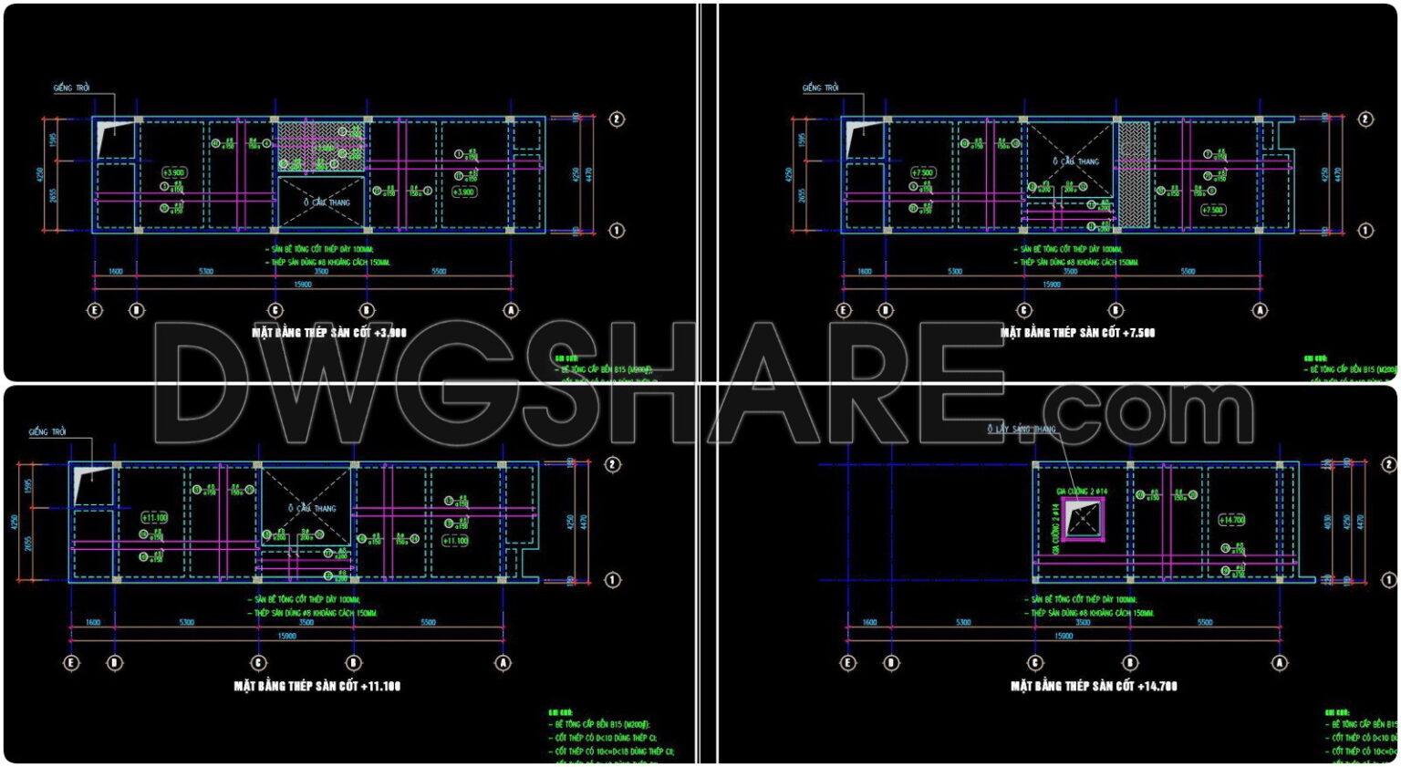 291. Structural Drawings Of 4-Story House A Complete Project 4.4m x 15 ...