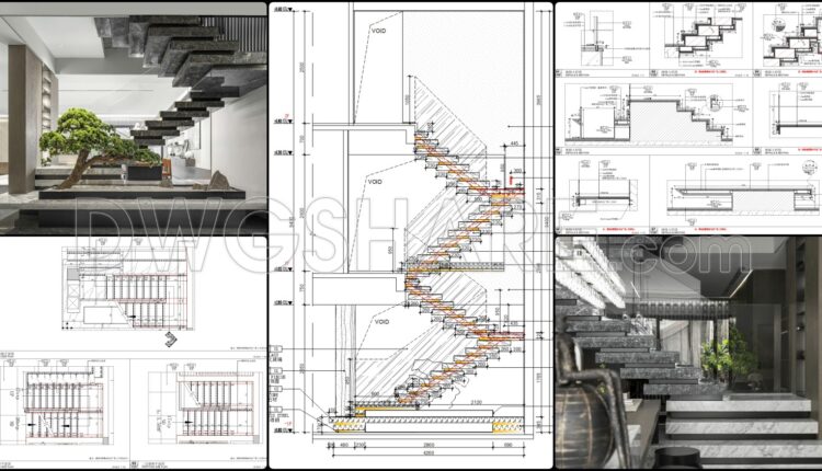 528. Free Download Cad Drawings Of Stacked Staircase Node Details ...