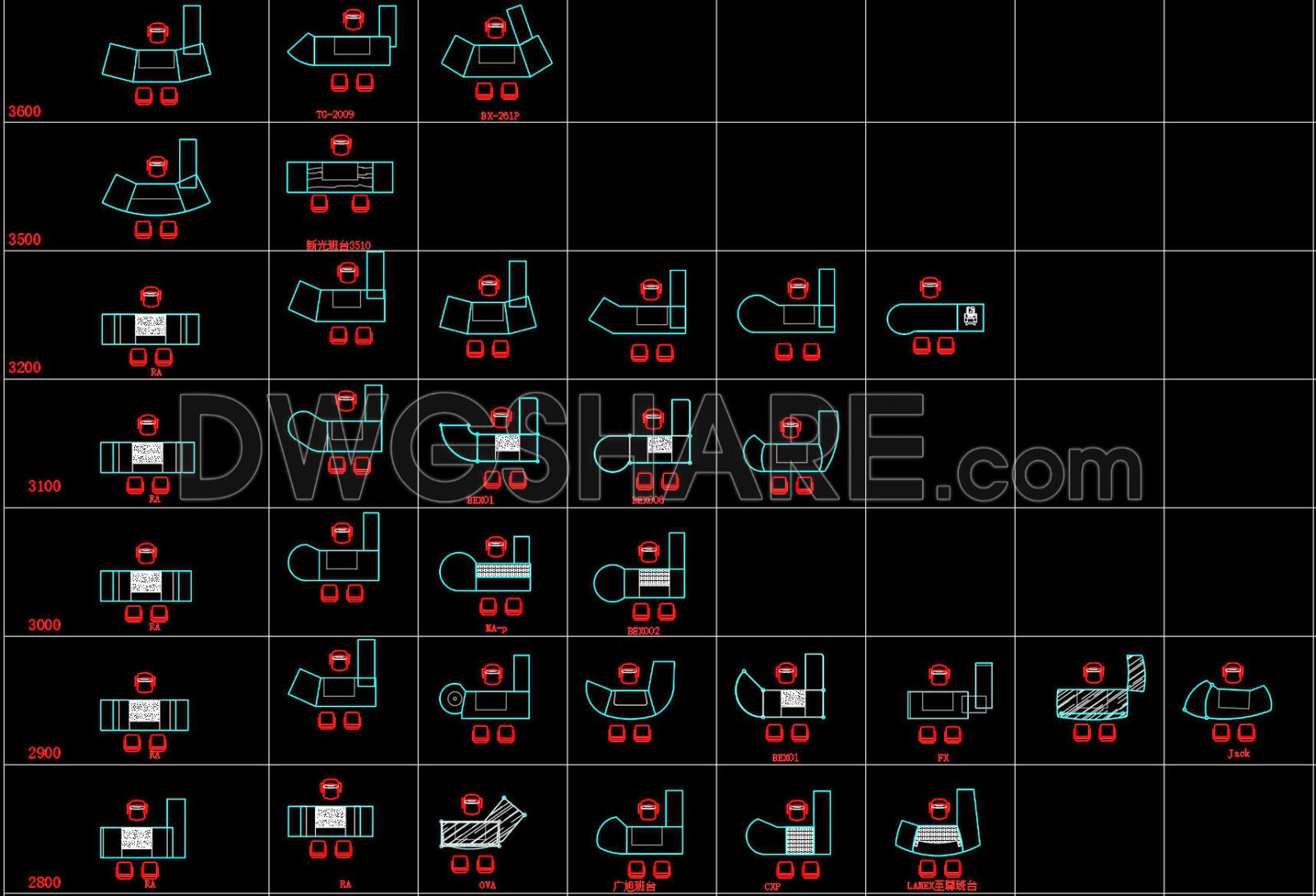 61. Office furniture plan view CAD blocks free download