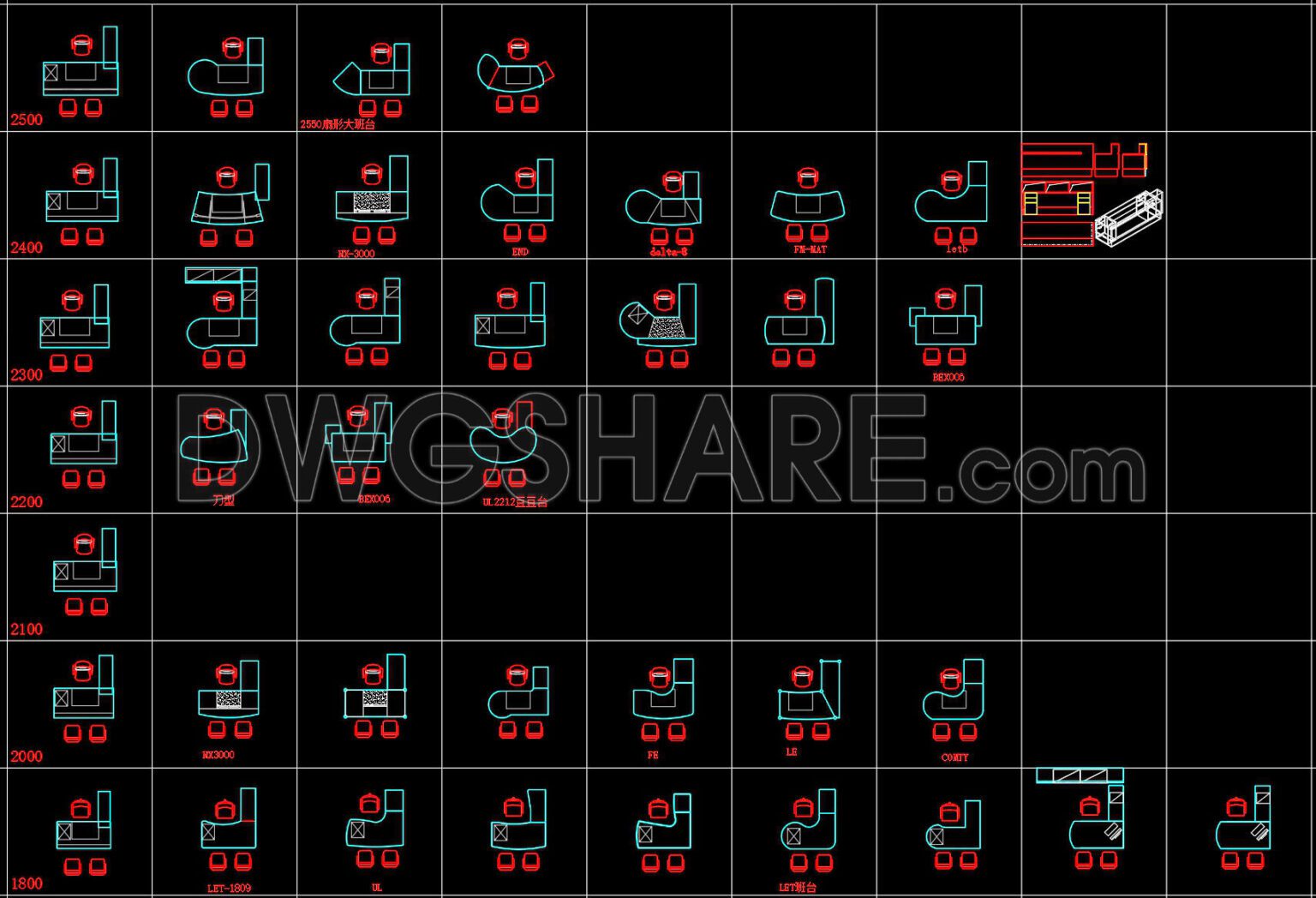 61. Office furniture plan view CAD blocks free download