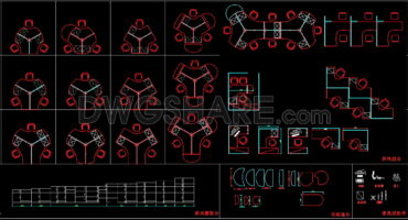 62. Free download of office furniture plan view CAD blocks