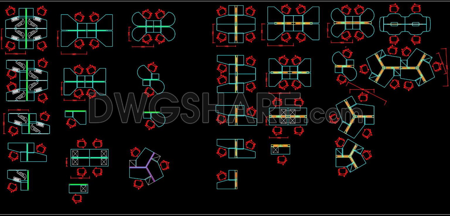 62. Free download of office furniture plan view CAD blocks