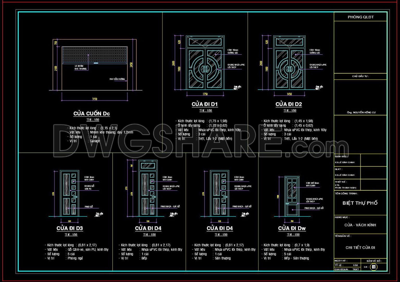 644. Detailed CAD Drawings Of Doors, Windows For Download