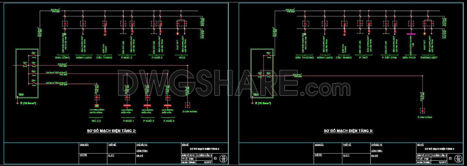 114. CAD drawings for detailed electrical designs for a 3-story townhouse