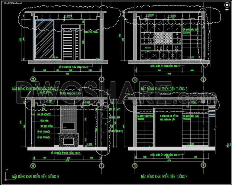22. CAD construction drawings for the interior of the living room of a ...