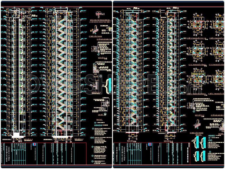 26. Free Download of CAD Floor Plans for a 18-Story Apartment Building