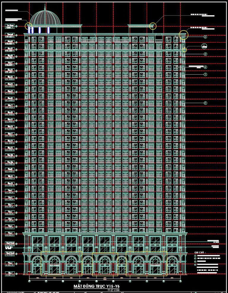 28. Free Download of CAD Elevations for a 35-Story Apartment Building