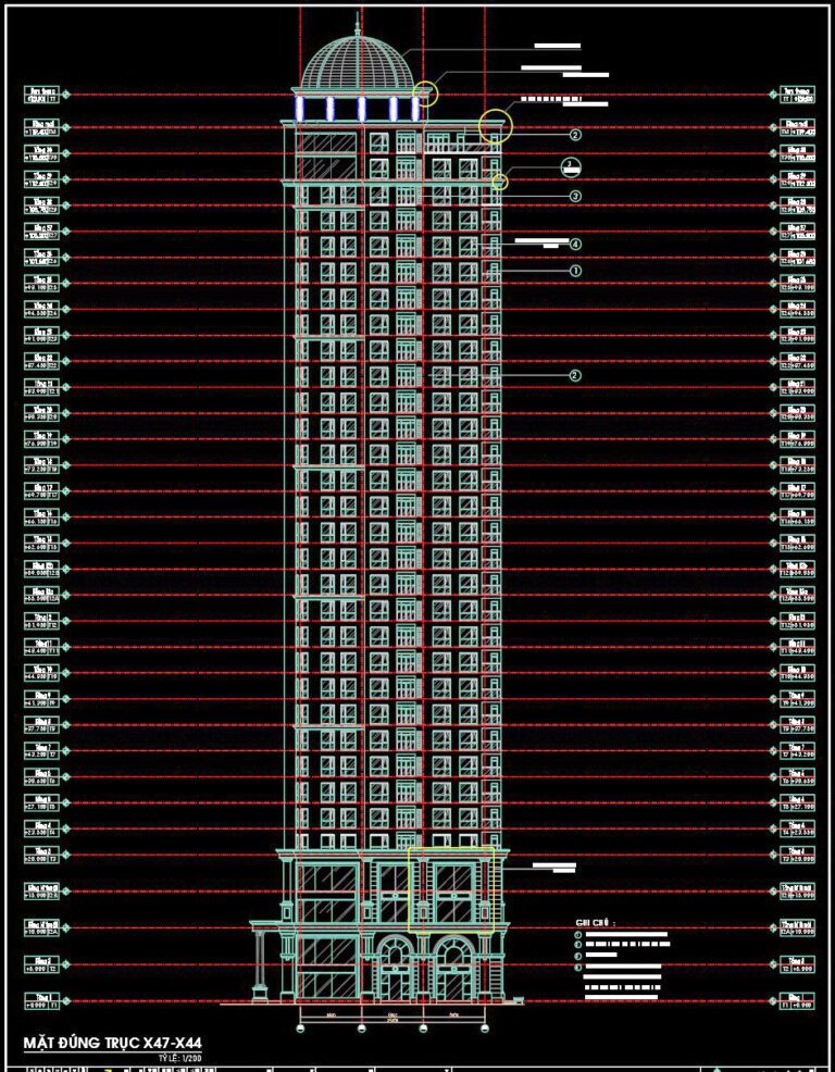 28. Free Download of CAD Elevations for a 35-Story Apartment Building