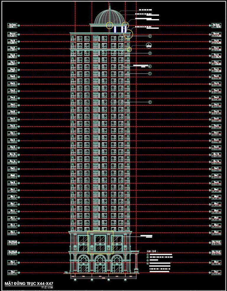 28. Free Download of CAD Elevations for a 35-Story Apartment Building