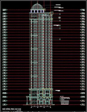 28. Free Download of CAD Elevations for a 35-Story Apartment Building